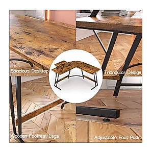 Escritorio en Forma de L, escritorio de esquina de oficina en casa, escritorio Grande para computadora de estudio con soporte de Monitor extraíble, Marrón