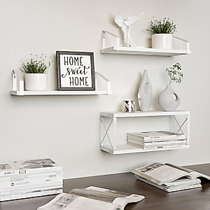 RICHER HOUSE Floating Bathroom Shelves, Bathroom Shelves Over Toilet, White Shelves for Bathroom Wall Decor, Wall Mounted Hanging Shelves for Bedroom, Kitchen Wall Storage and Organizers - White