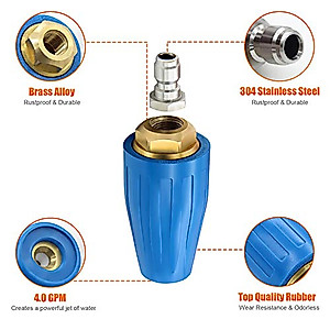 PENSON & CO. 4.0 GPM Turbo Rotary Rotating Nozzle for Pressure Washer 1/4" Quick Connect 5000PSI, Blue (TBN-0040-BL)