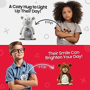 Reversible Toy Plush for Girls & Boys, Educational Mood Regulating Plushie Teddy Bear, Realistic Stuffed Animal for Babies, Toddlers, Preschool, Kindergarten (Benji The Bear -Full Body)