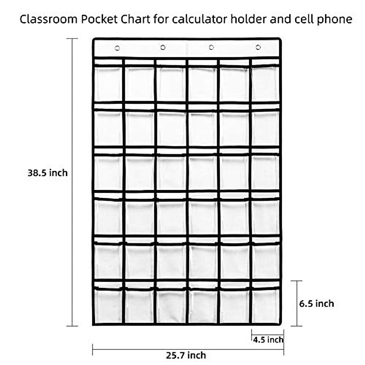 SAVERHO 36 Pockets Classroom Pocket Chart for Cell Phones, Pocket Chart for Calculator Holder with 36 Number Sticker (White)