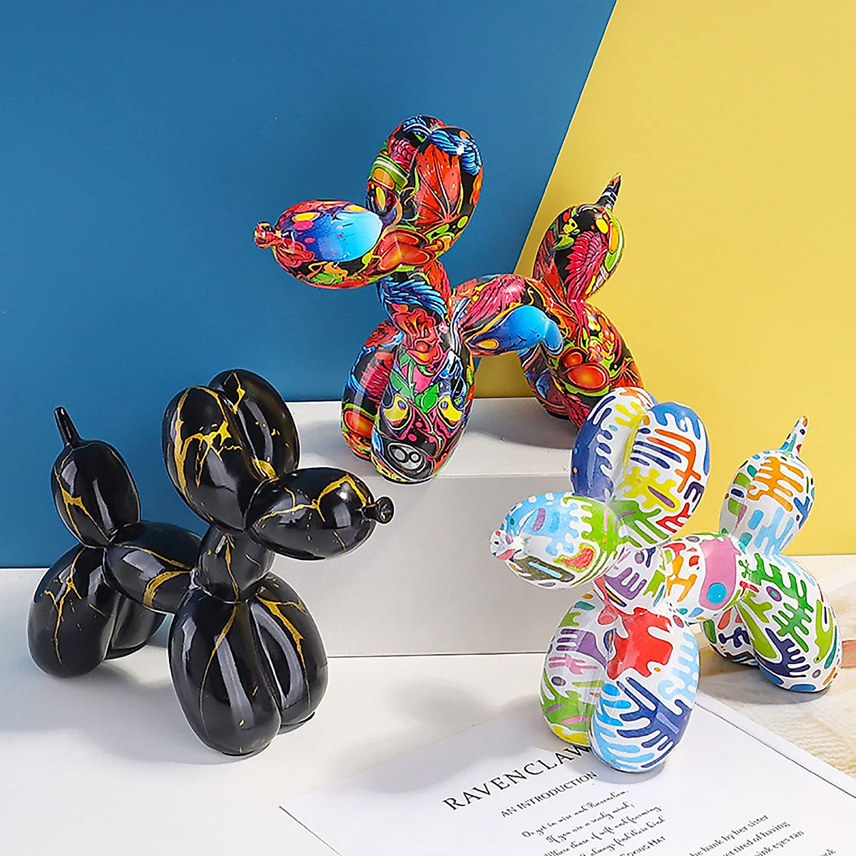 FLJZCZM Balloon Dog Sculptures Animal Statues Home Decor Collectible Figurines Indoor Outdoor Garden Decorative Funny Craft Christmas Birthday for Office (Red)