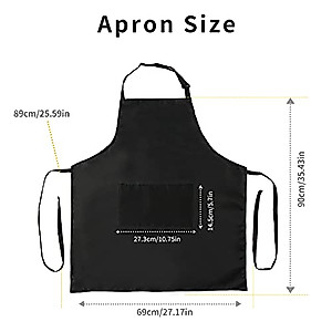 Tosewever 2 Pack Adjustable Bib Apron, Waterdrop Resistant Aprons with 2 Pockets Cooking Kitchen Restaurant Aprons for Women Men Chef, BBQ Drawing Crafting Outdoors (Polyester-Black, 2)