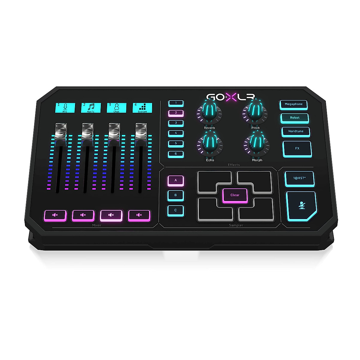 TC-Helicon GoXLR Revolutionary Online Broadcaster Platform with 4-Channel Mixer, Motorized Faders, Sound Board and Vocal Effects, Officially Supported on Windows | TC-Helicon GO XLR Desk Stand