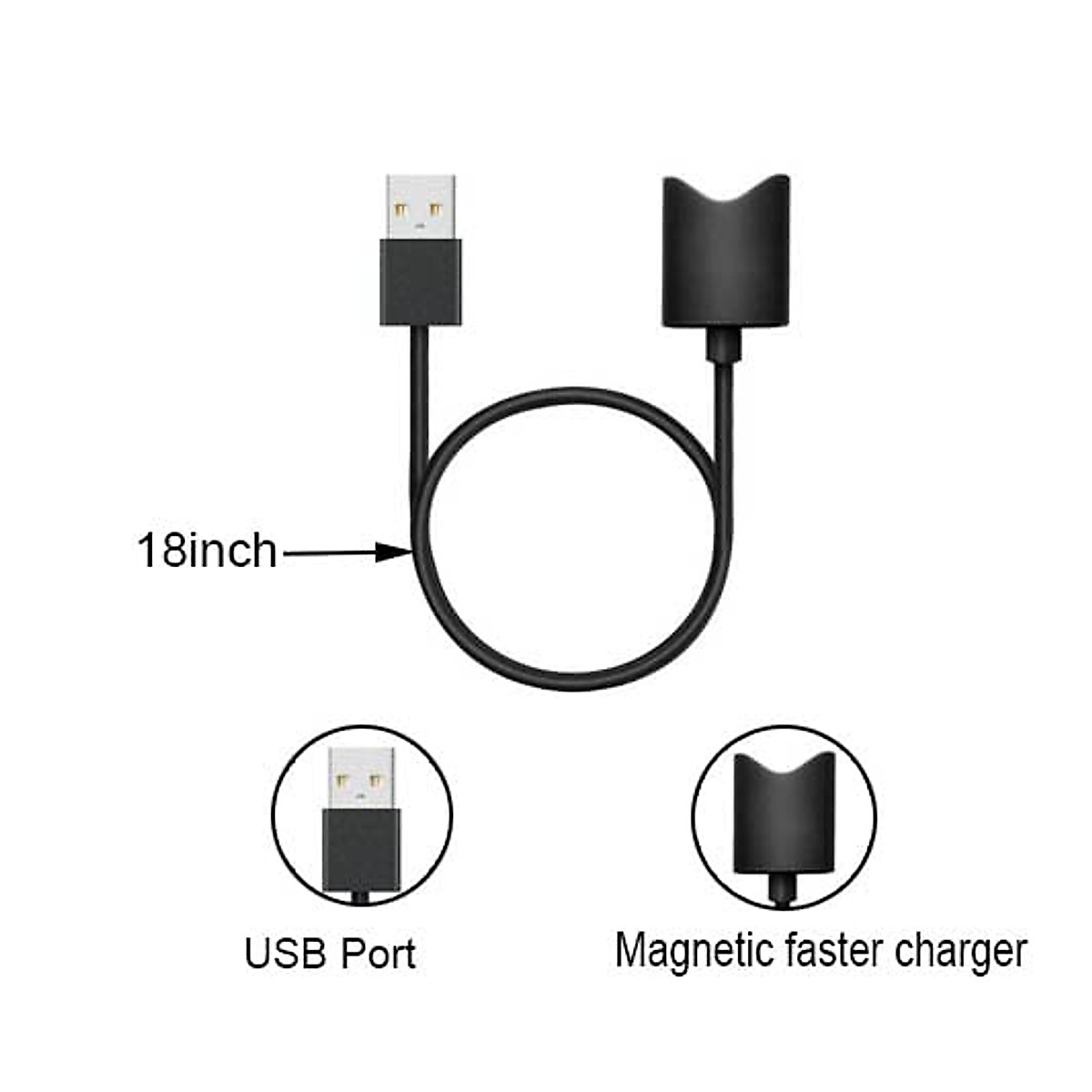 Forlity Magnetic USB Smart Charger Cable, Fast Charging Cable with 18inch,1 Pack (Black)