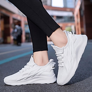 ZMBCYG White Sneakers for Women Running Shoes Sneakers Lightweight Sports Workout Cheer Shoes White Womens Size 7