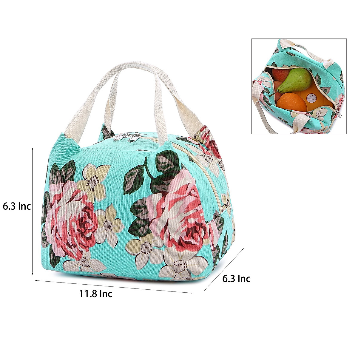 Abshoo Floral Backpacks For Girls Canvas School Bookbags Teen Girls Backpacks With Lunch Bag (Floral Lake Blue)