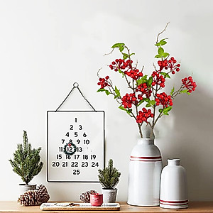 Phliofd 2 Pack Christmas Red Berries Picks 32in Red Berry Stems Christmas Decoration Red Christmas Ornaments for Home Kitchen Outdoor Garden Wedding Party Holiday Decor