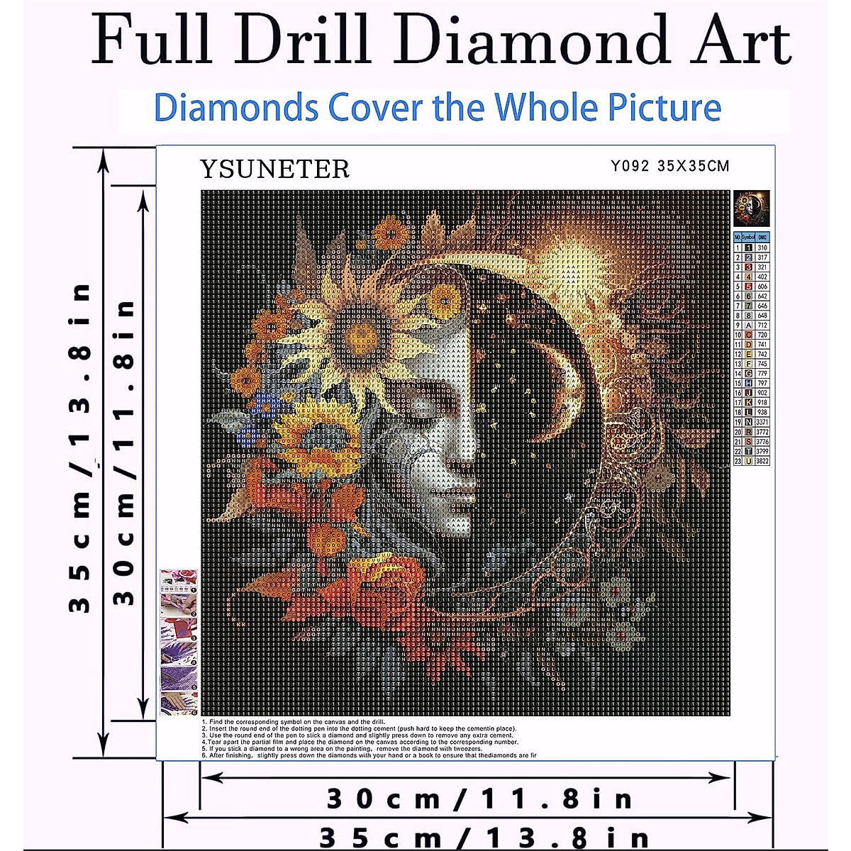 Sun and Moon Diamond Art Kits for Adults, Round Full Drill Diamond Painting Kits for Beginners Gem Art Painting Kits, DIY 5D Diamond Dots Painting with Diamond Arts and Crafts Wall Decor 14x14inch