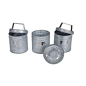 Goroly Home Vintage Farmhouse Design Kitchen Décor Canister Set, Country Décor Storage Jars for Kitchen, Food Storage, Galvanized Steel Set For Coffee, Sugar, Tea - 6.5 Inch Set Of 3 - Natural