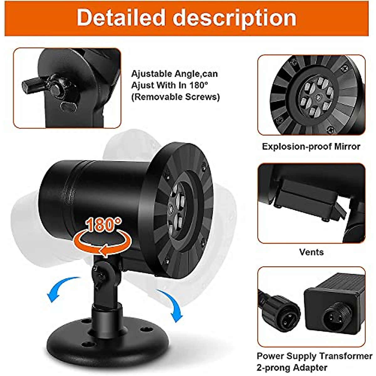 Christmas Snowflake Projector Lights Outdoor, Waterproof LED Landscape Rotating Snowflake Projection Light, Christmas Decorations Indoor for Halloween Home Party Holiday Wedding Garden (White)