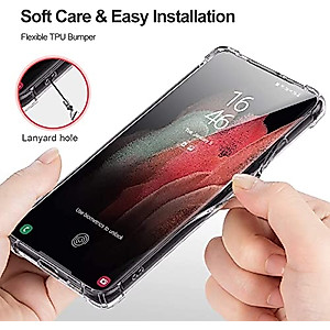 KIOMY Galaxy S21 Ultra Case Crystal Clear Shockproof Bumper Protective Cell Phone Cover Hybrid Design Hard PC Back with Flexible TPU Raised Bezel & Enhanced Corners for Samsung Galaxy S21 Ultra 5G 6.8