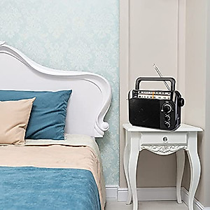 Retekess TR604 AM FM Radio Portable Transistor Analog Radio with 3.5mm Earphone Jack Battery Operated by 3 D Cell Batteries AC Power for Elders (Black)