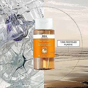 REN Clean Skincare Glow Tonic - Daily Facial Brightening - Exfoliate, Hydrate & Even Skin Tone with Resurfacing AHAs & BHAs - Cruelty Free & Vegan Pore Reducing Toner, 8.5 Fl Oz