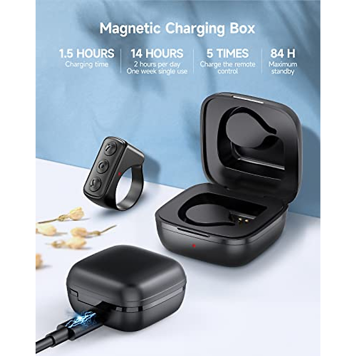 TIK Tok Bluetooth Remote Control, Tiktok Wireless Scrolling Control Page Turner Rechargeable with Ring Design and Charging Case Compatible with iOS/Android