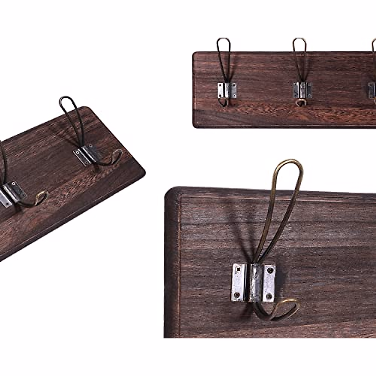 Comfify Rustic Wall Mounted Coat Rack with 3 Sturdy Hooks – Set of 2 – Vintage Entryway Wooden Coat Racks Rustic Rack for Coats, Bags, Towels and More – 35” x 6.10"- Rustic Brown