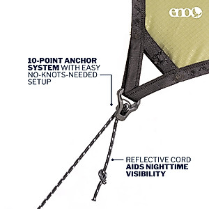 ENO HouseFly Rain Tarp - Lightweight Waterproof Tarp with Stowable Doors - for Camping, Hiking, Backpacking, Travel, a Festival, or The Beach - Lichen