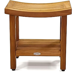 AquaTeak Patented 18" Sumba Teak Shower Bench with Shelf