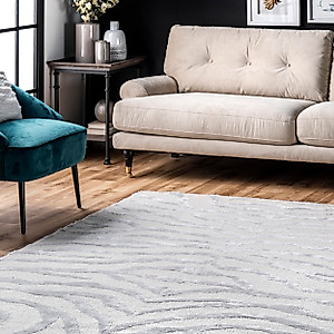 nuLOOM Hand Tufted Plush Zebra Area Rug, 8x10, Grey