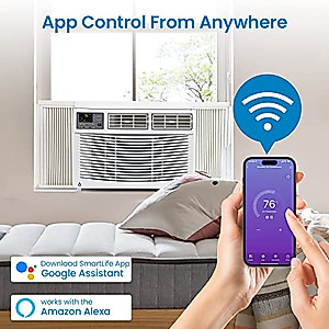 Acekool 8000 BTU Smart Window Air Conditioner, Window AC Unit with Remote/App Control and Dehumidification Function, Energy Savings, Quiet Operation, Cools 350 Sq.ft, 110-115V