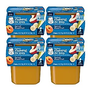 Gerber Natural for Baby 2nd Foods Baby Food Tubs, Apricot Mixed Fruit, Made with Natural Fruit & Vitamin C, Pureed Baby Food, 2-4 Ounce Tubs/Pack (Pack of 4)