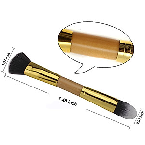 NMKL38 Double Ended Contour Highlight Makeup Brush for Cream, Powder, Foundation, Bronzer and Concealer Blending, Contouring and Highlighting Cosmetics Brush - Vegan and Cruelty Free