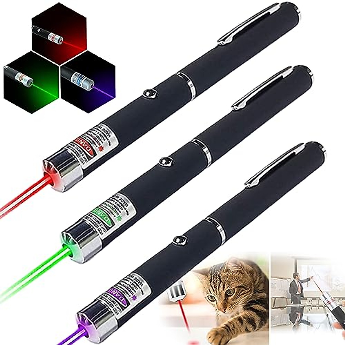 Laser Pointer for Cats Dogs, 3 Pack Laser Pointer Cat Toy for Indoor Cats Laser Toy Pet Cats Dogs Chaser Laser Light Toy Tease Cat Chasing Training Laser Light Pointer Pen Toys Laser Pointer for Cats