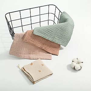 Baby Muslin 100%Cotton Burp Washcloth 4 Layer Small Saliva Towel Wash Face Towel Hypoallergenic 5 Pieces 8x8.5in Cloths Multi-Colors Washcloths Baby Burping Cloth Newborn Gift Sets,Small 8x8 inches