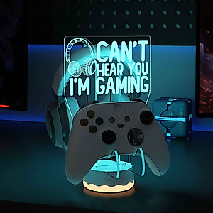 Headphone Controller Stand Light up, 16 Colors 3D LED Lights Headset Gamepad Holder, Game Controller Hanger for All Universal Gaming PC Accessories