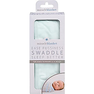 Miracle Blanket Baby Sleep Wearable Swaddle Wrap for Newborn Infant Boy or Girl 0-3 Months, Mint