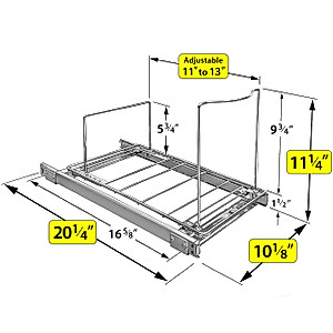 Lynk Professional® Pull Out Trash Can Under Cabinet Slide Out Organizer, Slide Out Adjustable Shelf for Trash Cans, Laundry Hampers, and Bath Bins - Chrome (Trash Can Not Included)