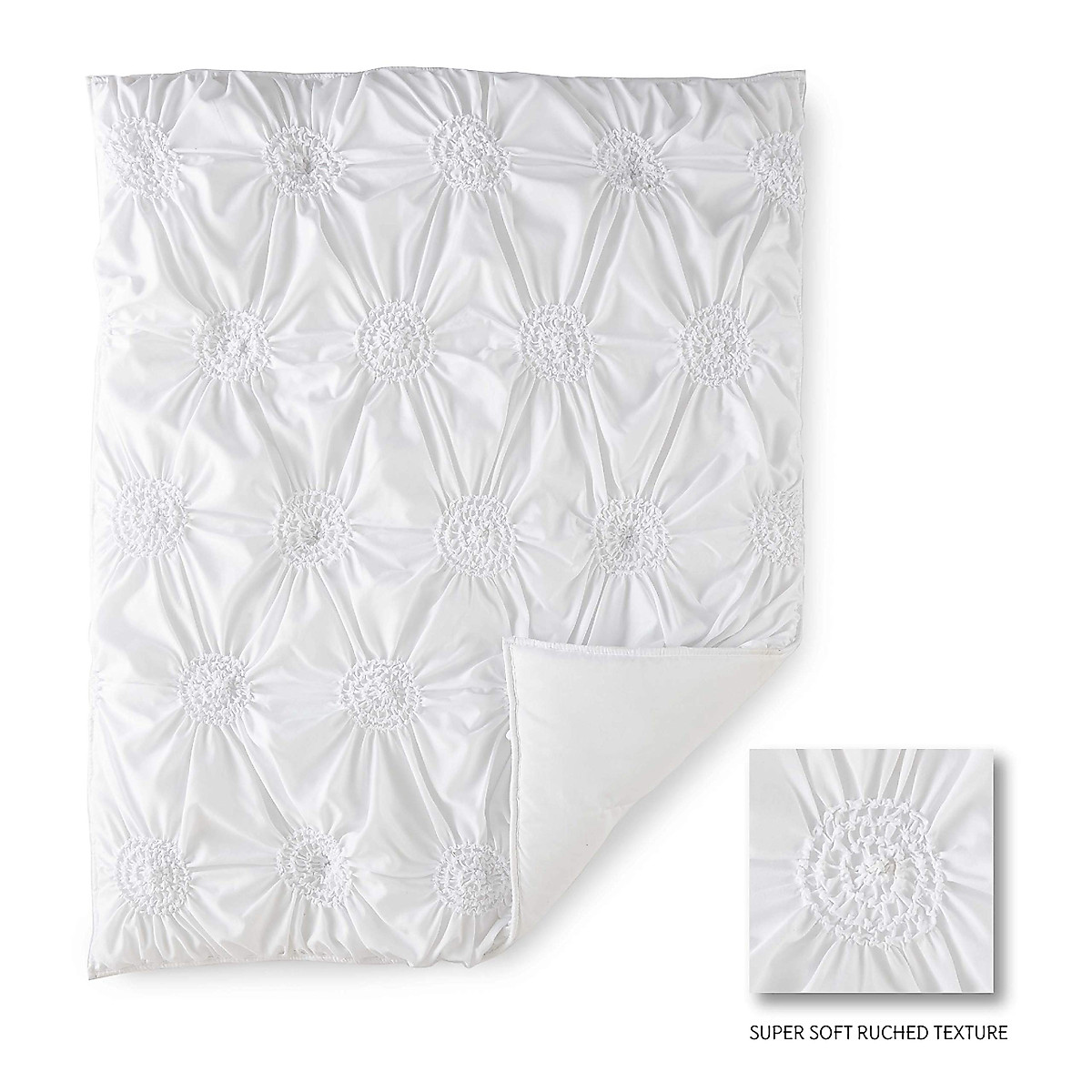 Levtex Baby - Willow Crib Bed Set - Baby Nursery Set - White - Soft Rosette Pintuck - 5 Piece Set Includes Quilt, Fitted Sheet, Diaper Stacker, Wall Decal & Crib Skirt/Dust Ruffle