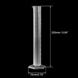 uxcell Plastic Graduated Cylinder, 100ml Measuring Cylinder, Science Test Tube Beakers, Single Metric Scale, Clear Hex Base Flask for Lab Home 3pcs
