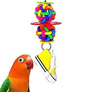 Bonka Bird Toys 1977 Sneaker Snowflake Bird Toy Durable Chew Treat Foraging Ball Parrot, Parrotlet, Quaker, Cockatiel, African Grey, and Similar pet Birds.