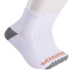 Timberland PRO mens Timberland Pro Men's Performance Quarter Length 1/2 Cushion 6-pack Casual Socks, White, Large US