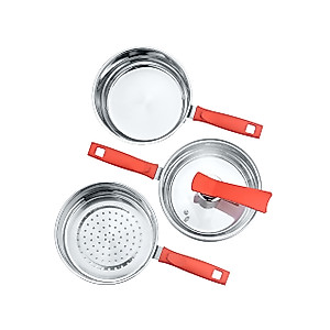 CONCORD 3 Quart Premium Double Boiler - Stainless Steel Multi Pot Steamer Cookware 2 Tiers (Induction Compatible)