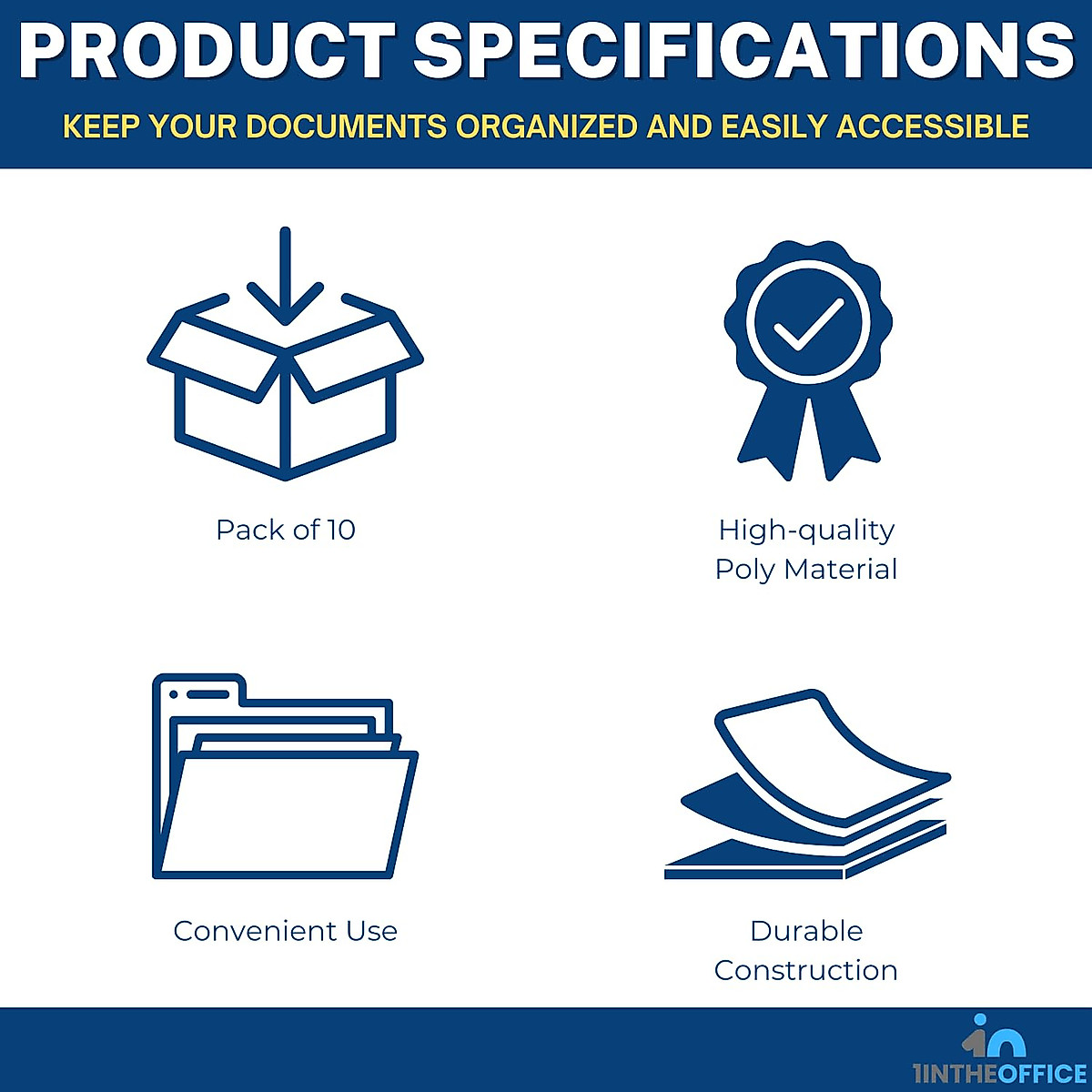 1InTheOffice Poly Expanding Hanging File Folders, Letter Size, Assorted,10/Pack