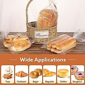65 Pcs Bread Bags for Homemade Bread, 8"x 18" Clear Plastic Bread Bags with 100 Ties 75 Stickers Reusable Bread Storage for Home Bakery Christmas Gift Wrap