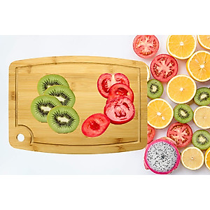 Tupalizy 3PCS Bamboo Cutting Boards Set for Kitchen Large Butcher Block Chopping Board with Juice Groove for Meat Cheese Fruits Vegetable Cutting Carving Serving Needs Charcuterie Accessories, 3 Sizes