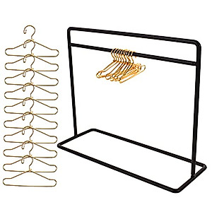 KOMBIUDA 1 Set Clothes Hanger Closet Racks for Hanging Clothes Miniture House Furniture Clothes Organizer Rack Mini Clothing Wardrobe Clothes Rack Miniature Hanger Display Stand Black Metal