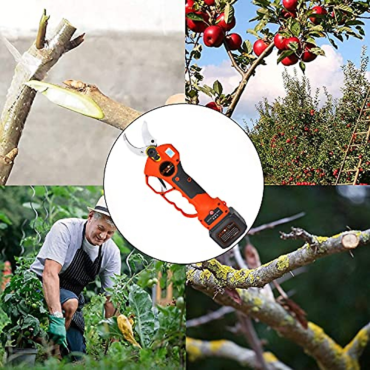 Pikasola Electric Pruning Shears, Cordless Pruner with (1.6 Inch) Diameter, Electric Pruner Include Finger Protection Function, Battery Pruner for Tree Branch, Garden.