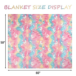 Glow in The Dark Throw Blanket, Luminous Unicorns Blanket for Boys Girls, Super Soft Fuzzy Plush Flannel Furry Fleece Blanket, Perfect for Bed or Sofa, Personalized Kids Gifts (Rainbow, 50" x 60")