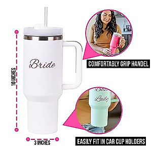 Princess 40 Oz Tumbler with Handle and Straw - Insulated Stainless Steel Water Bottle Fits in Car Cup Holder - Double Walled Water Bottles with Lid - Princess Gifts - Gifts for Girls