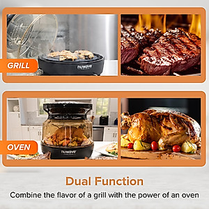 Nuwave Infra-Red Primo Grill Oven, Integrated Smart Thermometer, Nonstick Grill Bottom & Convection Top for Surround Cooking, Cook Fresh or Frozen, Durable Power Dome Included