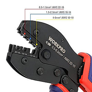 WORKPRO Crimping Tool Kit, Ratcheting Insulated Terminal Crimper for 22 to 10 AWG Wire, Crimping Pliers with 100 Pieces Terminal Connectors