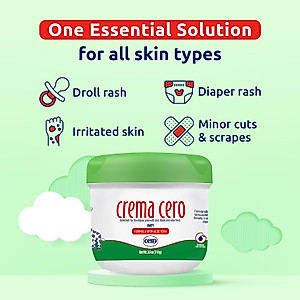 Crema Cero Diaper Rash Cream for Baby With Zinc Oxide and Aloe Vera – High-Strength Diaper Cream for Quick Relief and Protection – Hydrating and Soothing Baby Balm – Aloe Vera 3.9 oz