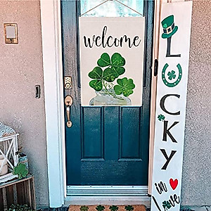 St Patrick's Day Garden Flag 12 x18 Double Sided - Shamrock Clover Decorative Mini Welcome Flag - Holiday Small Farmhouse Yard Flag Burlap Lucky Irish
