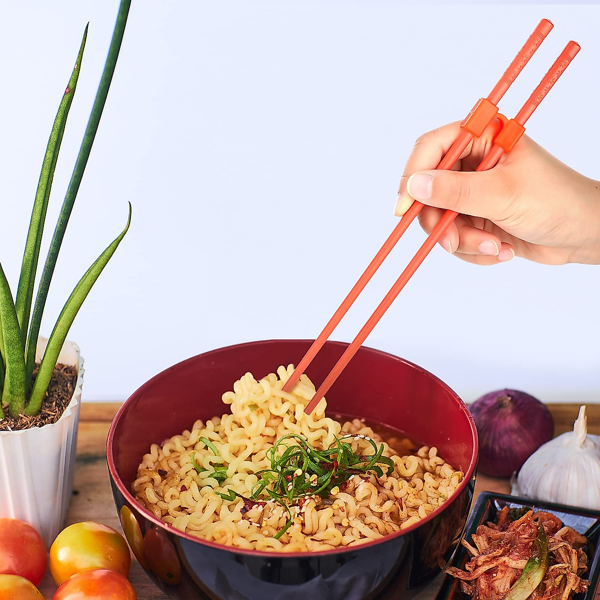 5 Pairs Reusable Chopstick Helpers Non Slippery Training Chopsticks for Adult Replaceable Practice Chopsticks Heat Resistant Chopsticks Holder with Clip for Trainer (Mixed Color, Alloy)