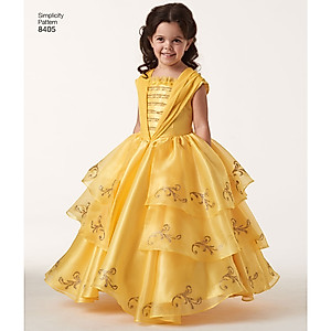 Simplicity 8405, Disney Beauty and the Beast Princess Belle Costume for Girls and 18'' Dolls Sewing Pattern, Sizes 3-8