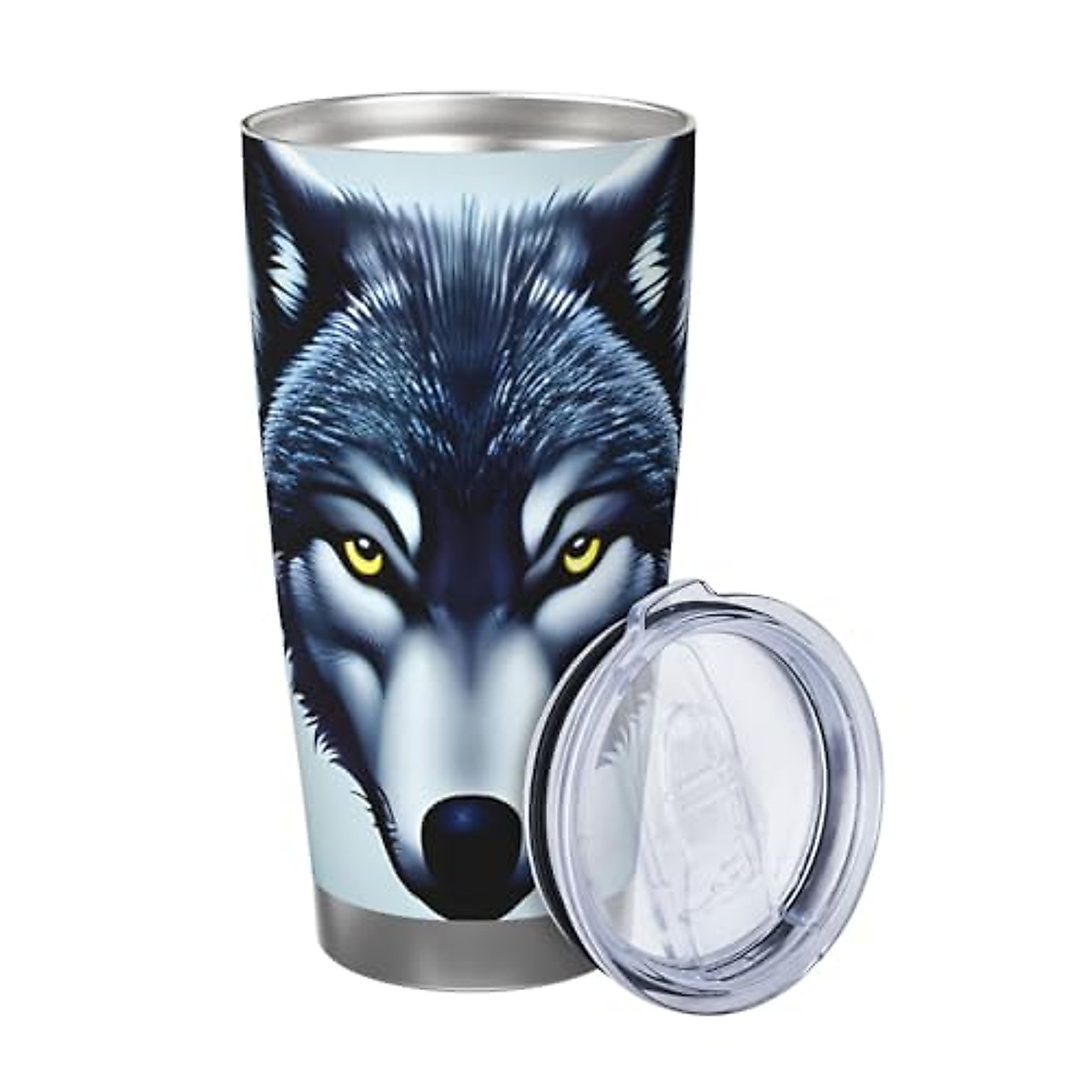 WXZYFP Car cup (single silver rim), can use a straw or drink directly, easy to use.Fierce wolf head